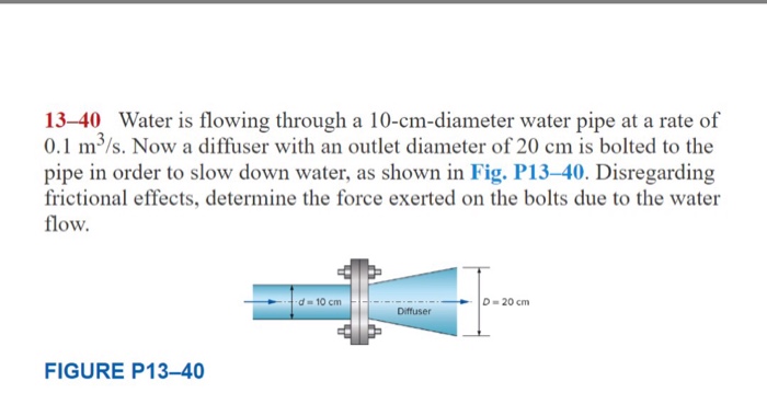 Solved Water is flowing through a 10-cm-diameter water pipe | Chegg.com
