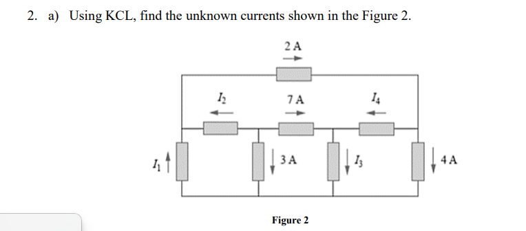 Solved 2. a) Using KCL, find the unknown currents shown in | Chegg.com