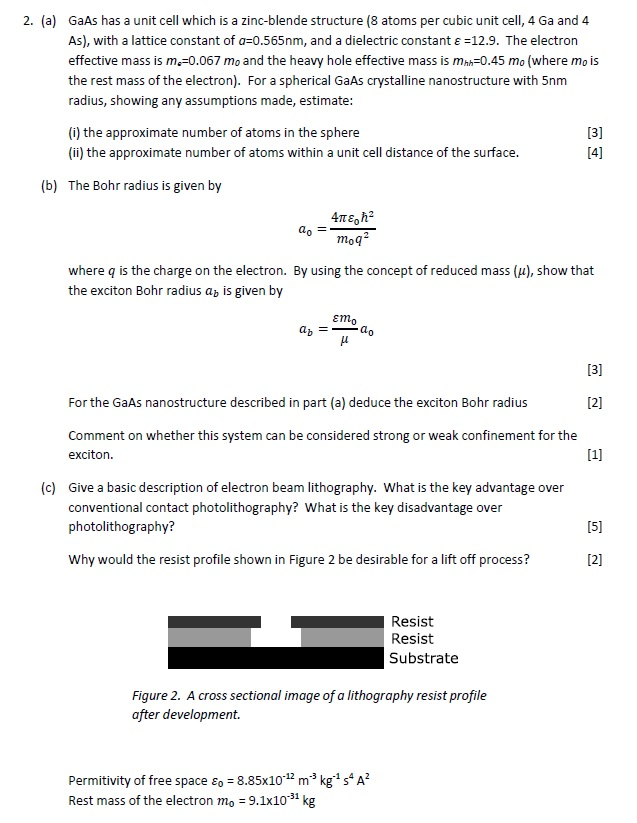 2. (a) GaAs has a unit cell which is a zinc-blende | Chegg.com