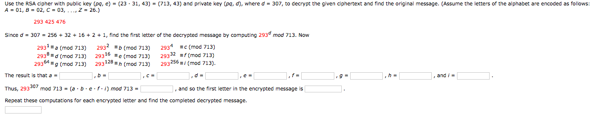 Solved Use the RSA cipher with public key (pq, e) = (23 . | Chegg.com