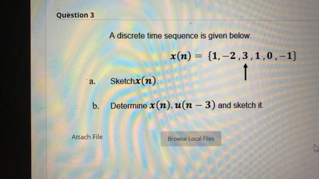 Solved Question 3 A discrete time sequence is given below: | Chegg.com