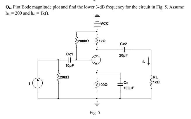 Solved Q6. Plot Bode magnitude plot and find the lower 3-dB | Chegg.com