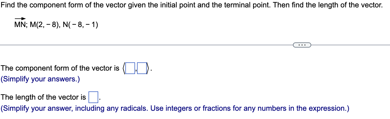 Solved Find the component form of the vector given the | Chegg.com