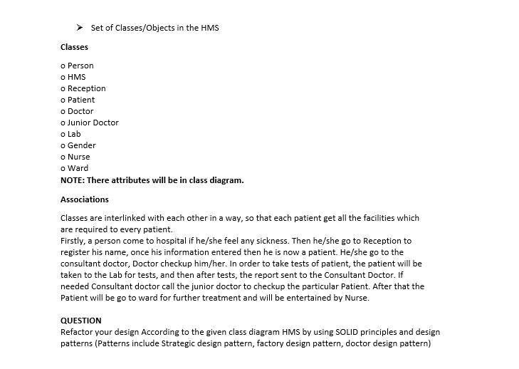 Set of Classes/Objects in the HMS Classes o Person | Chegg.com