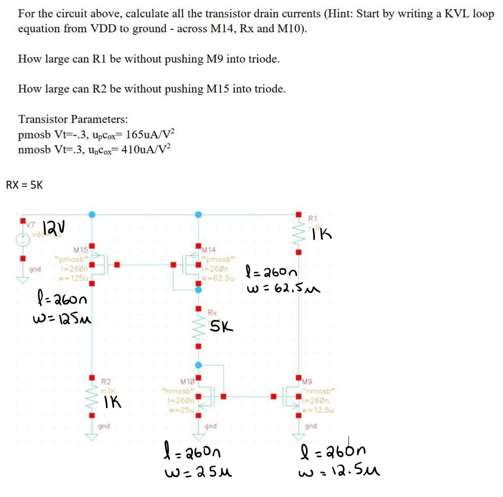 Solved For the circuit above, calculate all the transistor | Chegg.com