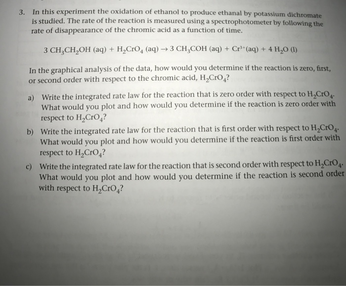 Solved In this experiment the oxidation of ethanol to | Chegg.com