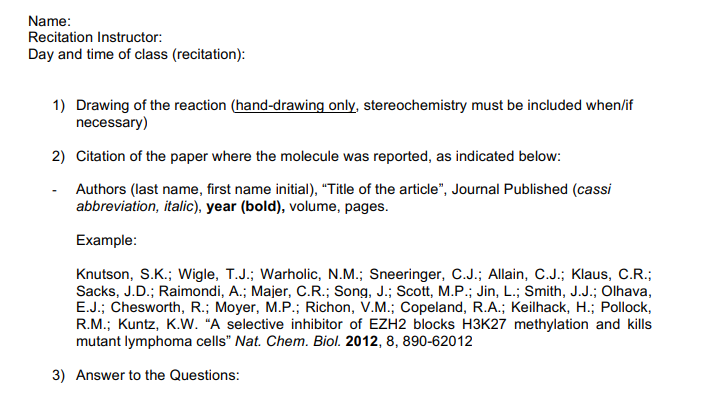 Solved Name: Recitation Instructor: Day and time of class | Chegg.com