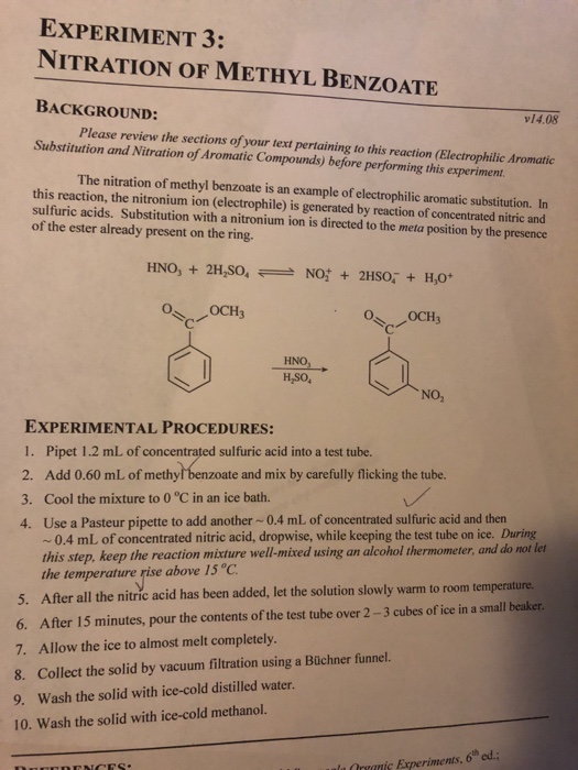 Solved EXPERIMENT 3: NITRATION OF METHYL BENZOATE | Chegg.com
