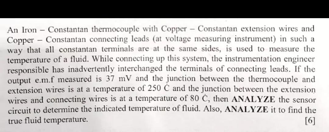 An Iron Constantan thermocouple with Copper | Chegg.com