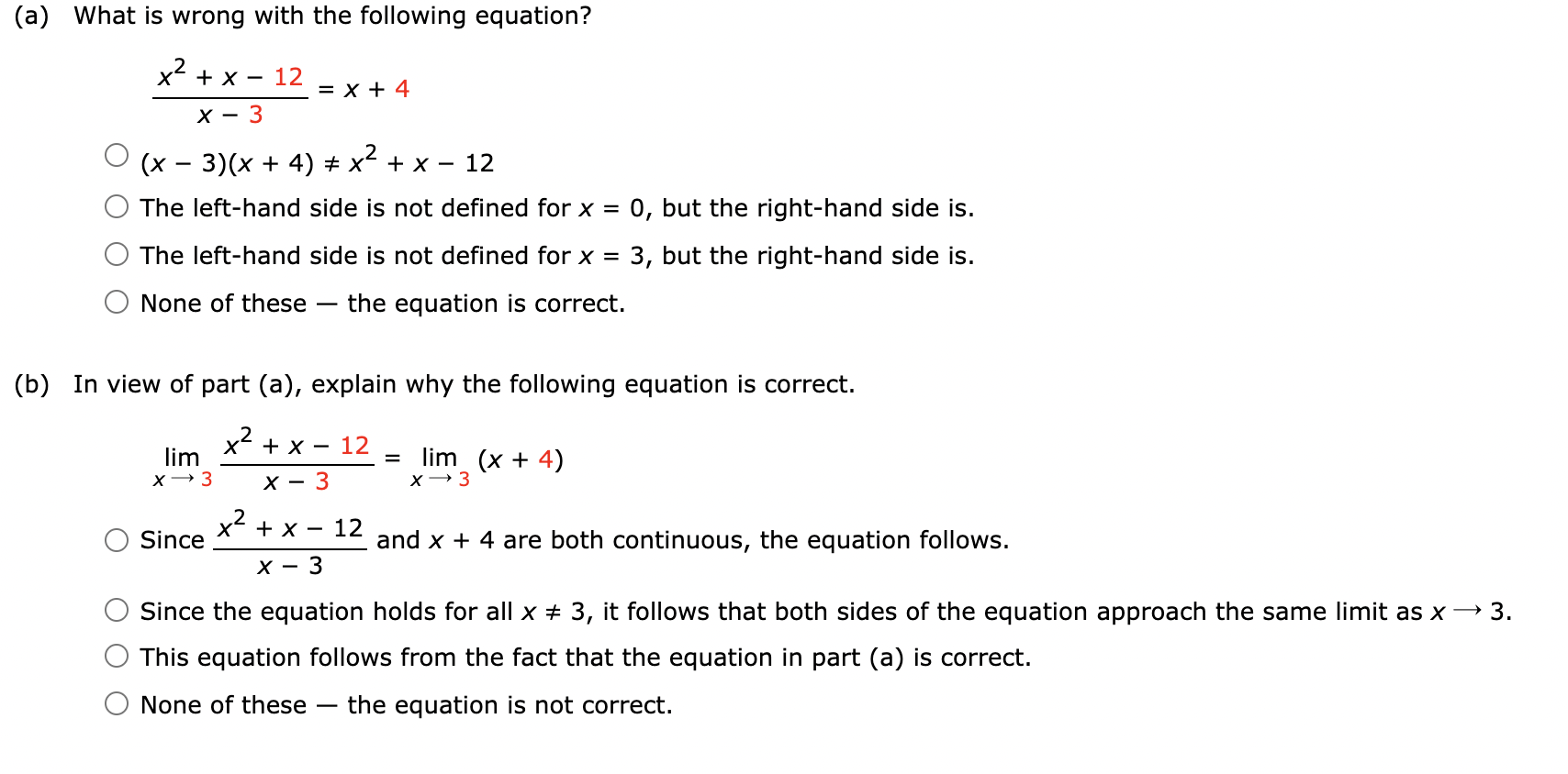 Solved (a) What is wrong with the following equation? x2 + x | Chegg.com