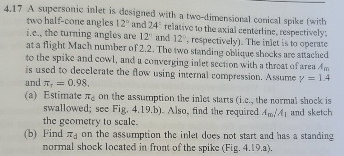 4.17 A supersonic inlet is designed with a | Chegg.com