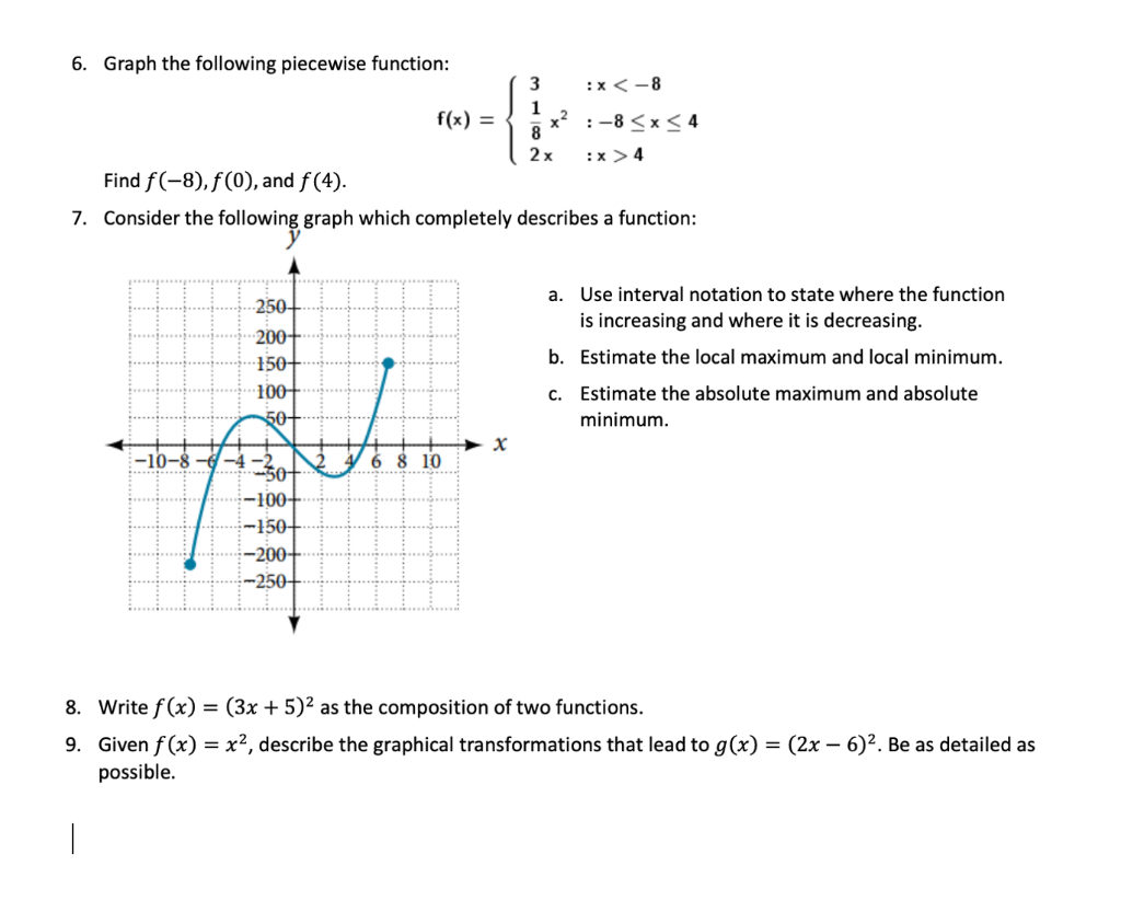 Solved 6. Graph the following piecewise function: 3 :X x