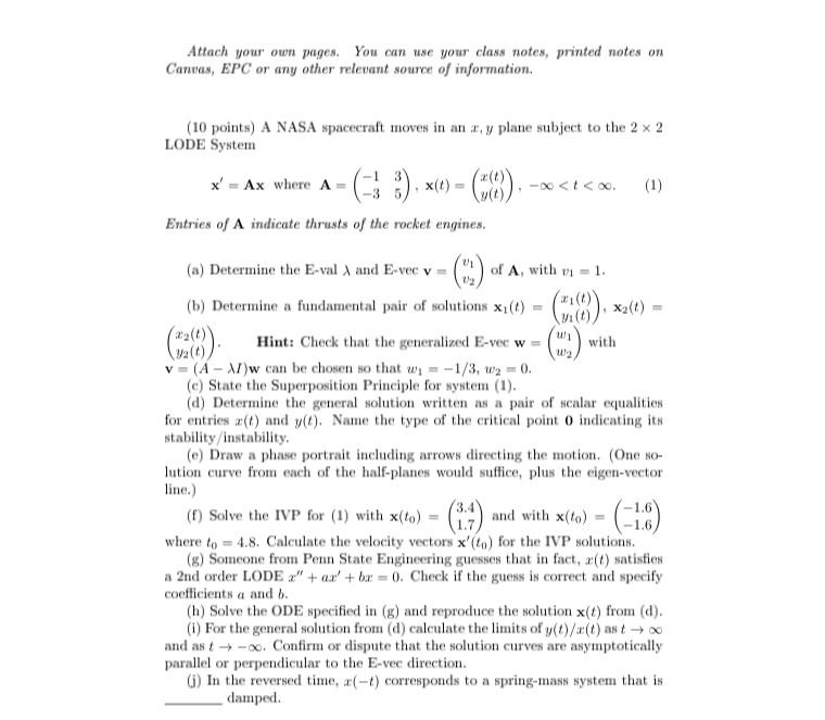 Attach your own pages. You can use your class notes, | Chegg.com