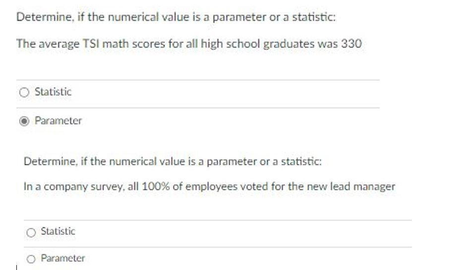 Solved Determine, if the numerical value is a parameter or a | Chegg.com