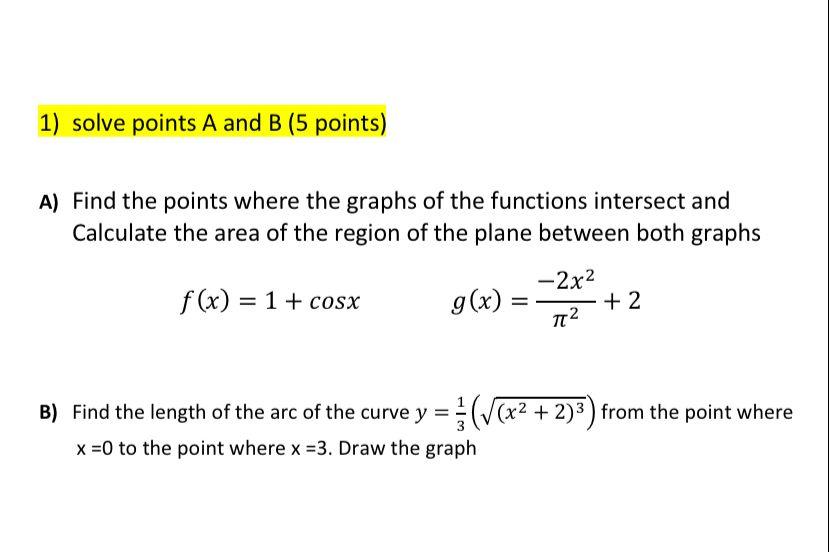 Solved 1) solve points A and B (5 points) A) Find the points | Chegg.com