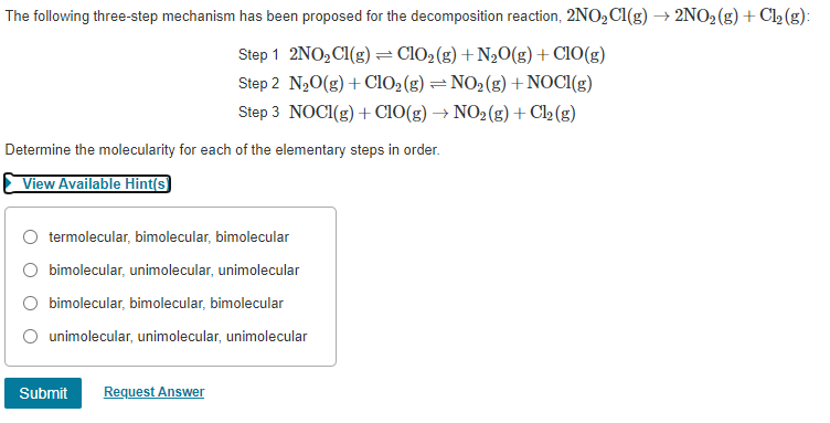 Solved The following three-step mechanism has been proposed | Chegg.com