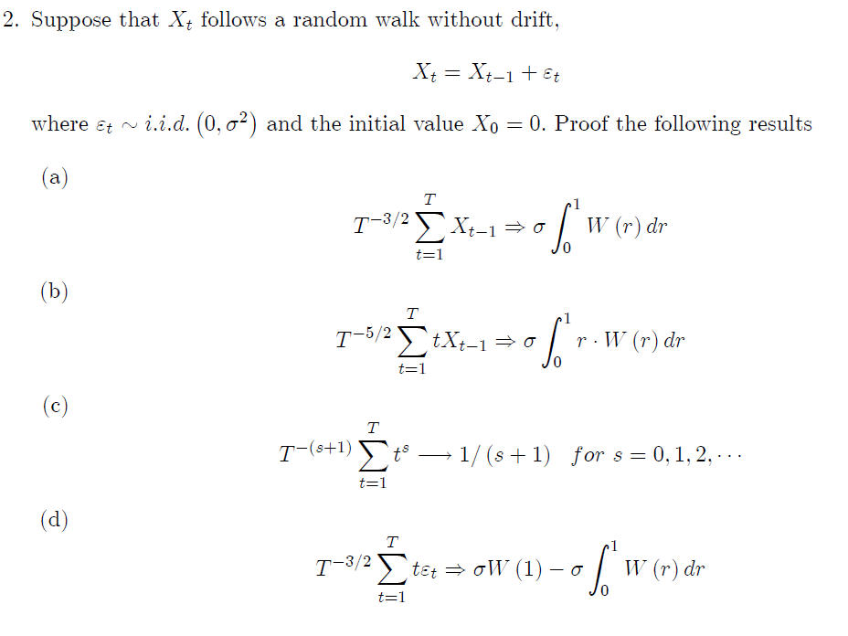 2. Suppose that Xt follows a random walk without | Chegg.com