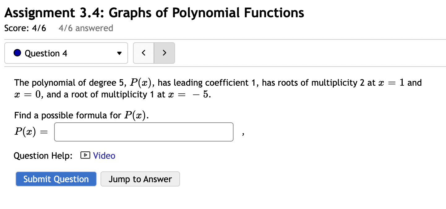 Solved Assignment 3.4: Graphs of Polynomial Functions Score: | Chegg.com