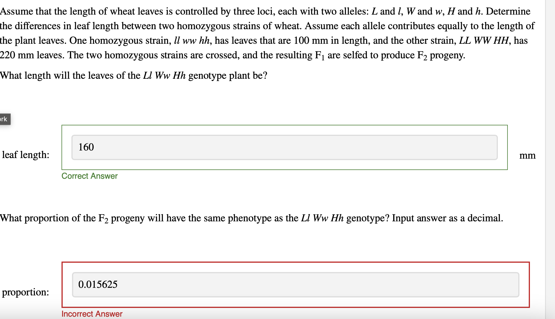Solved Assume that the length of wheat leaves is controlled | Chegg.com