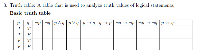 Solved Truth table: A table that is used to analyze truth | Chegg.com