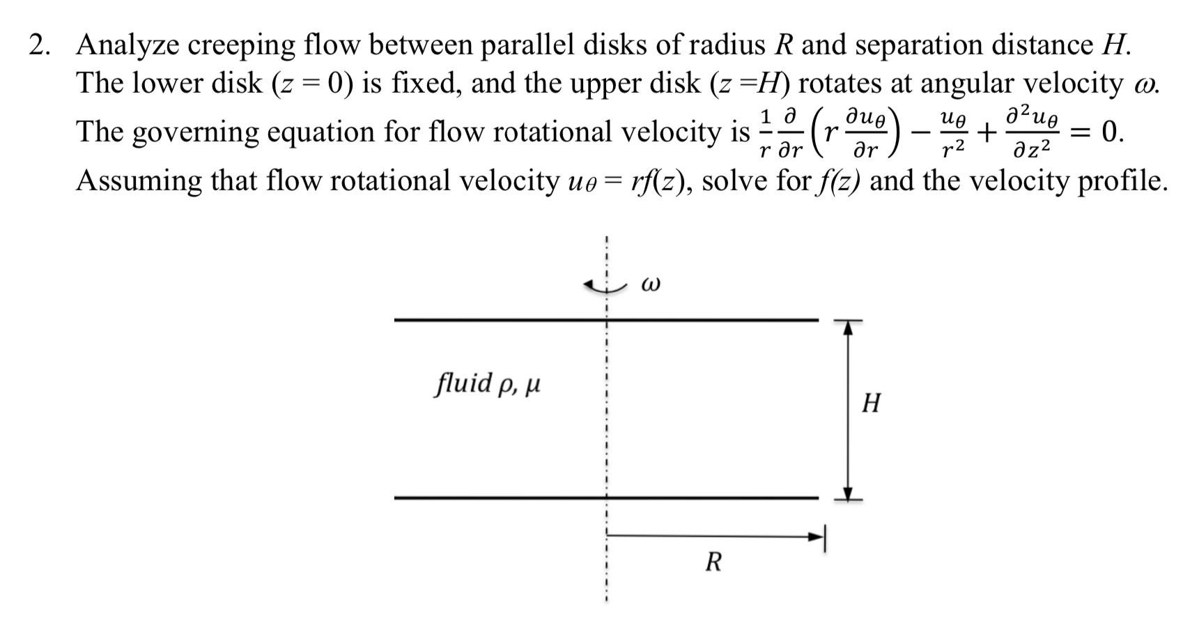 Solved 2. Analyze creeping flow between parallel disks of | Chegg.com