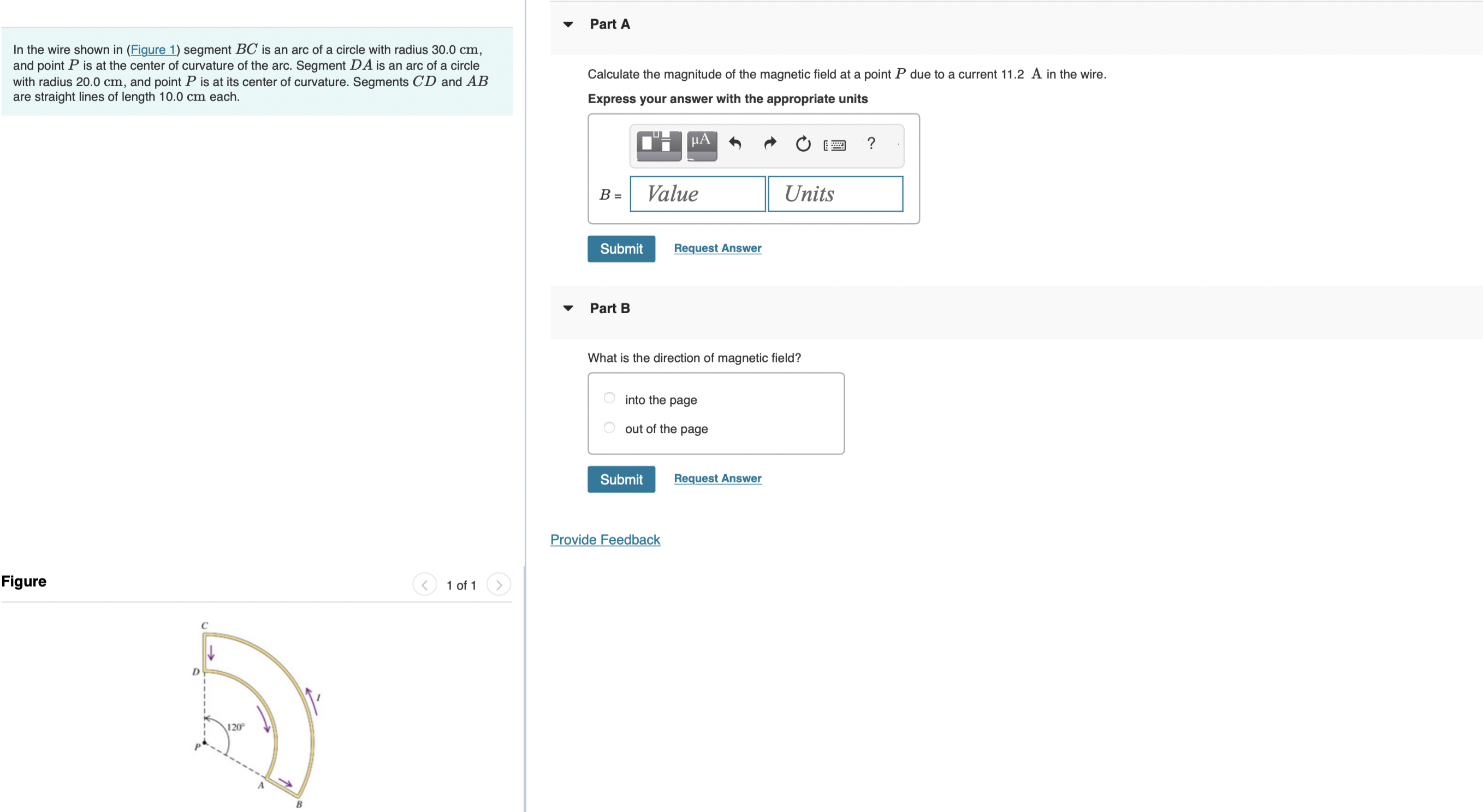 Solved In the wire shown in (Figure 1) segment BC is an arc | Chegg.com