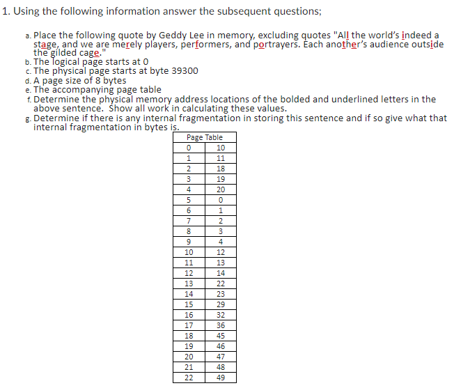 Solved Using the following information answer the subsequent | Chegg.com