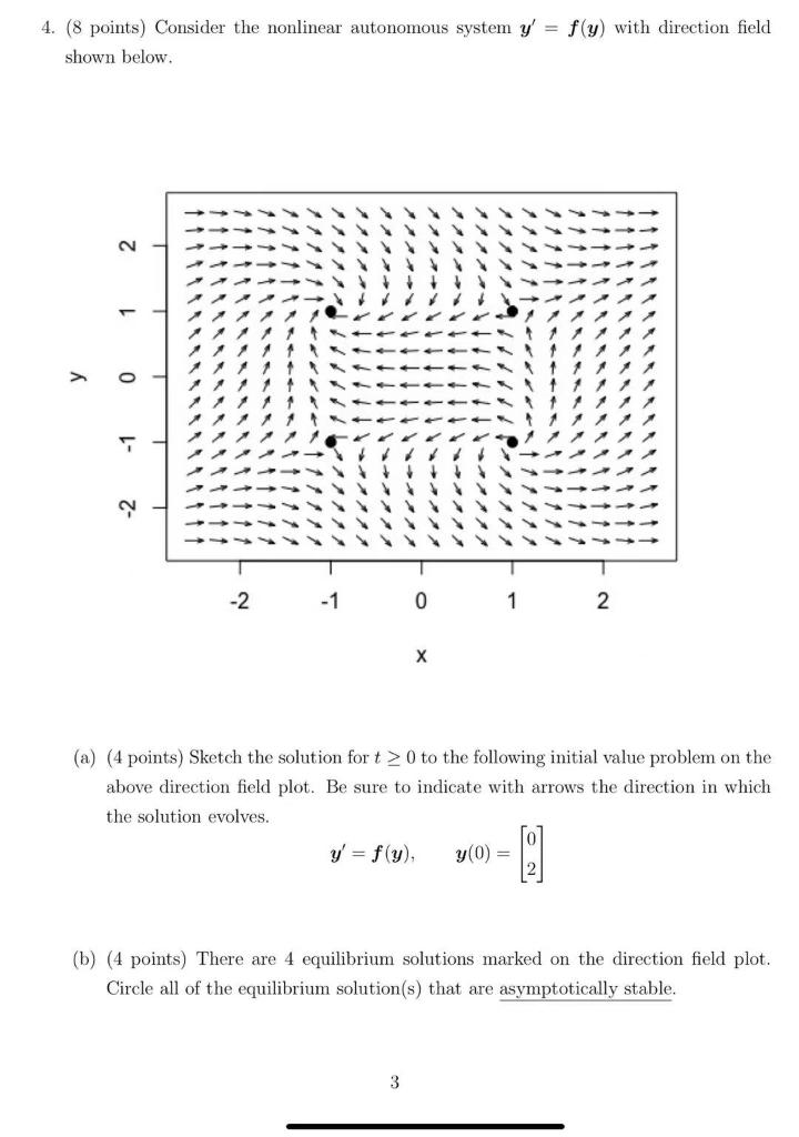 Solved 4. (8 points) Consider the nonlinear autonomous | Chegg.com