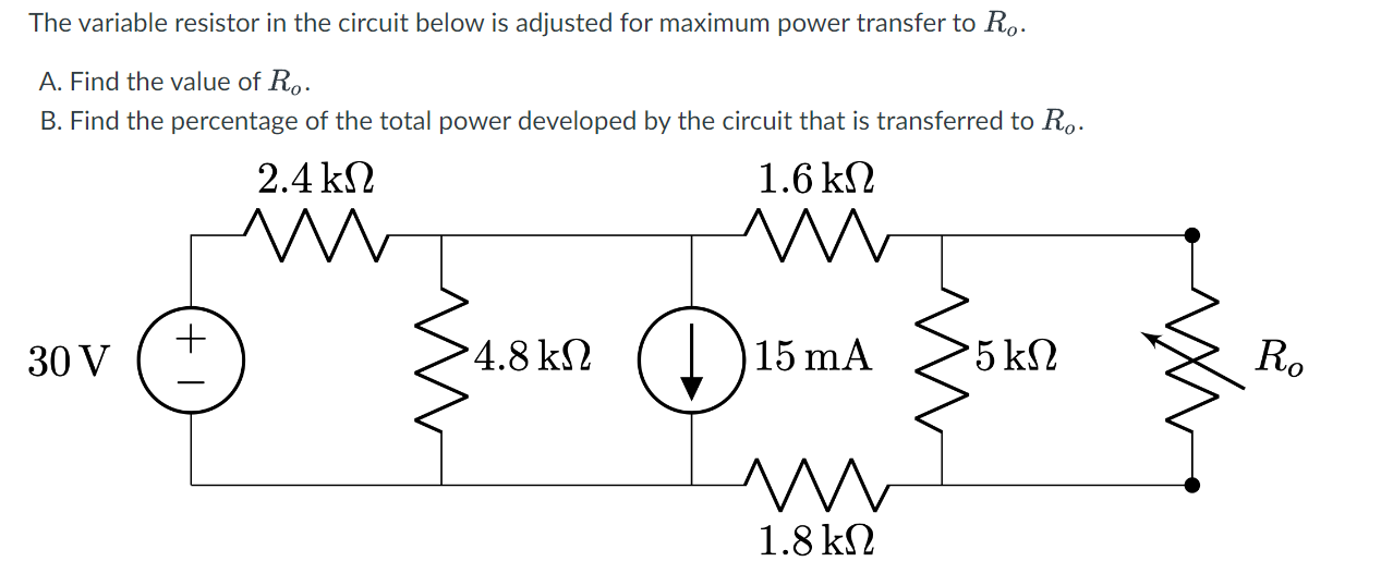 Solved The variable resistor in the circuit below is | Chegg.com