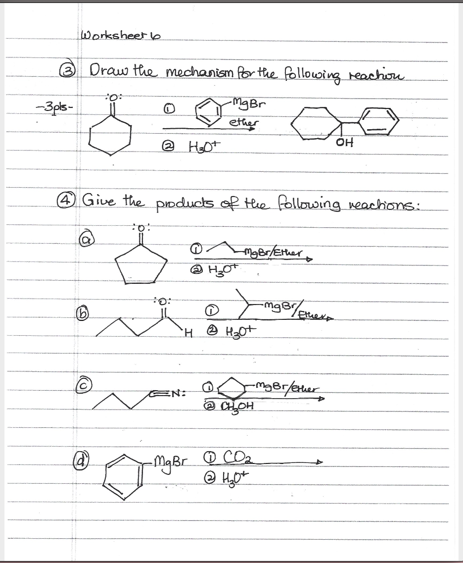 Solved Worksheet 6 7 Give the complete mechanism for the | Chegg.com