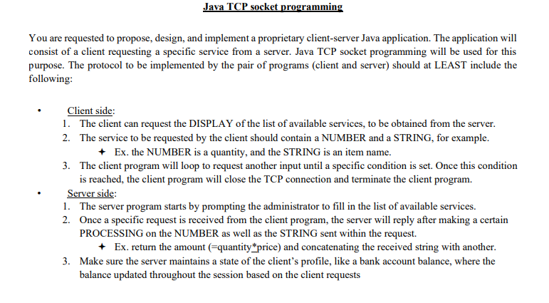 Java Tcp Socket Programming You Are Requested To