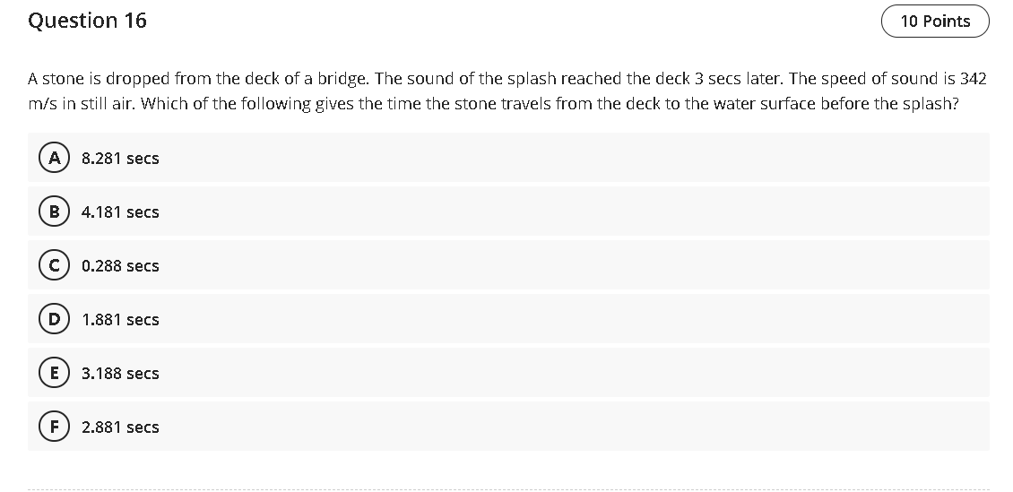 Solved Question 16 10 Points A stone is dropped from the | Chegg.com