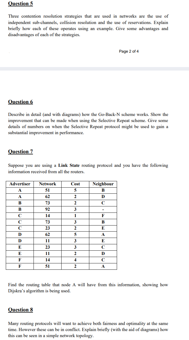 Question 5 Three contention resolution strategies | Chegg.com