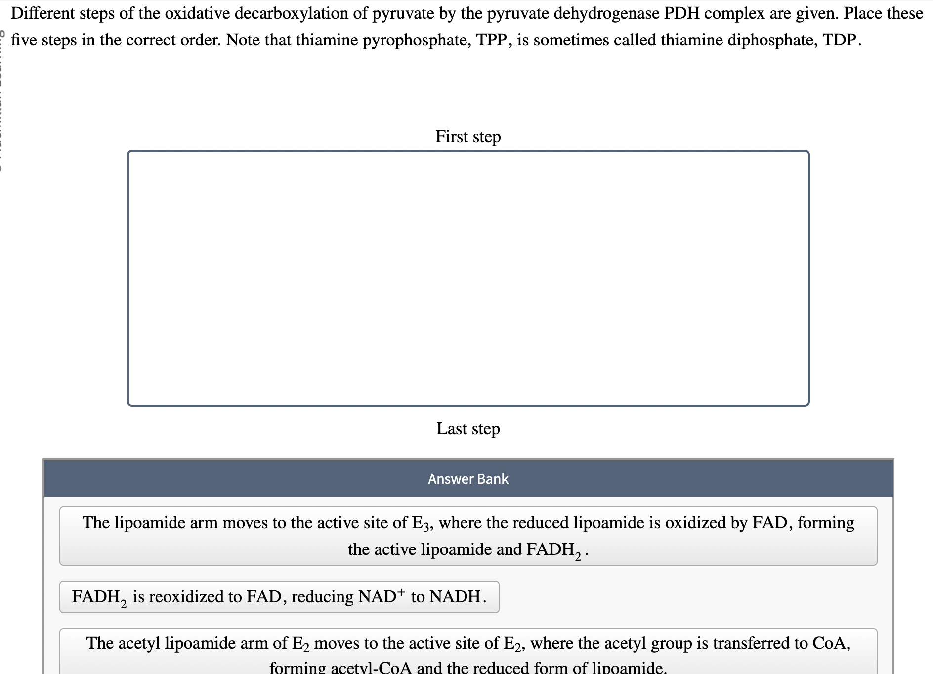 Solved Different steps of the oxidative decarboxylation of | Chegg.com