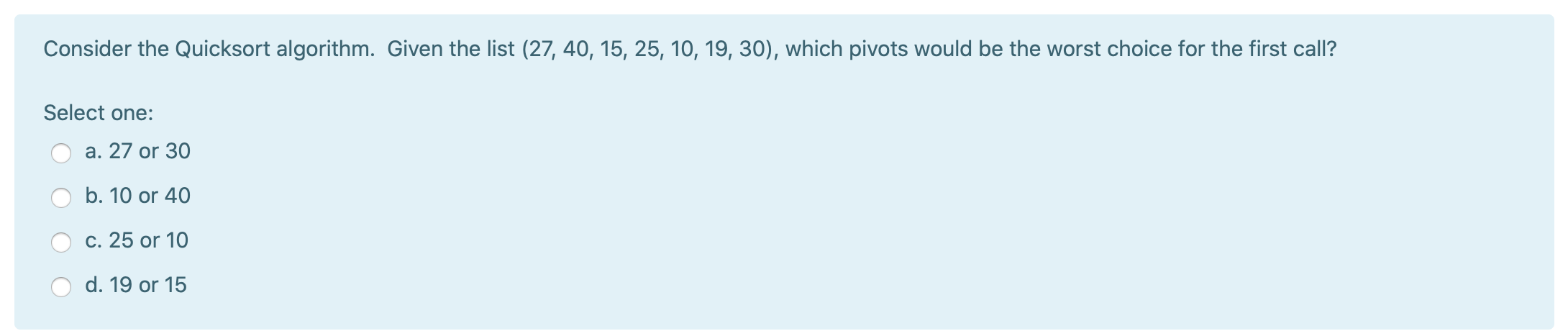 Solved Consider the Quicksort algorithm. Given the list (27, | Chegg.com