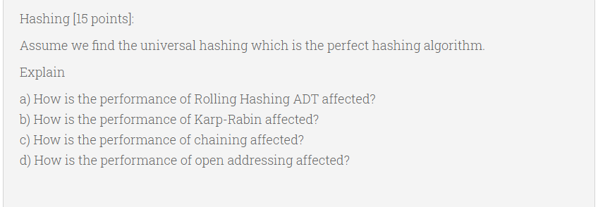 Solved Hashing [15 points) Assume we find the universal | Chegg.com