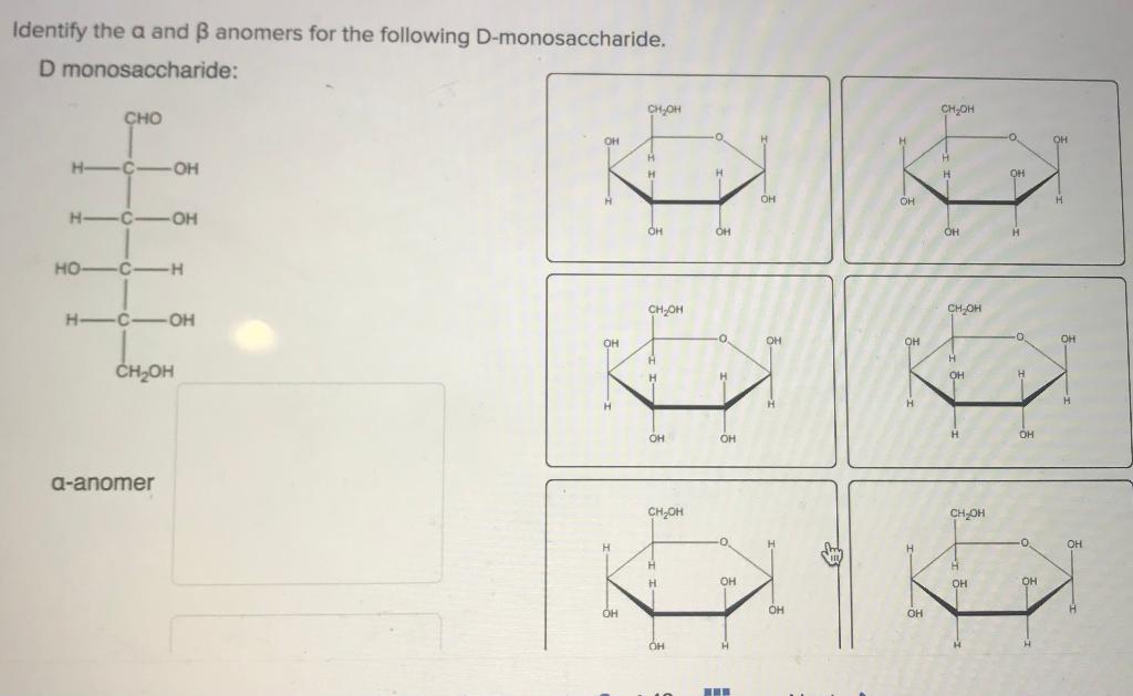 Solved Identify the α and β anomers for the following | Chegg.com