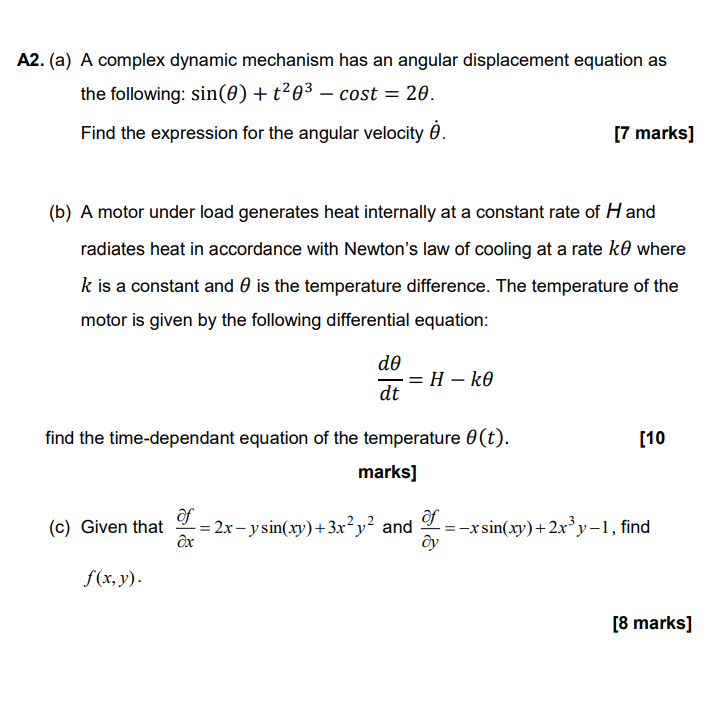 Solved 2. (a) A complex dynamic mechanism has an angular | Chegg.com