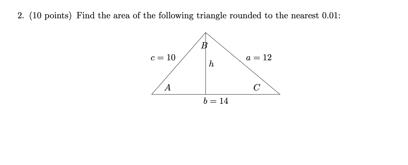 Solved 2. (10 points) Find the area of the following | Chegg.com