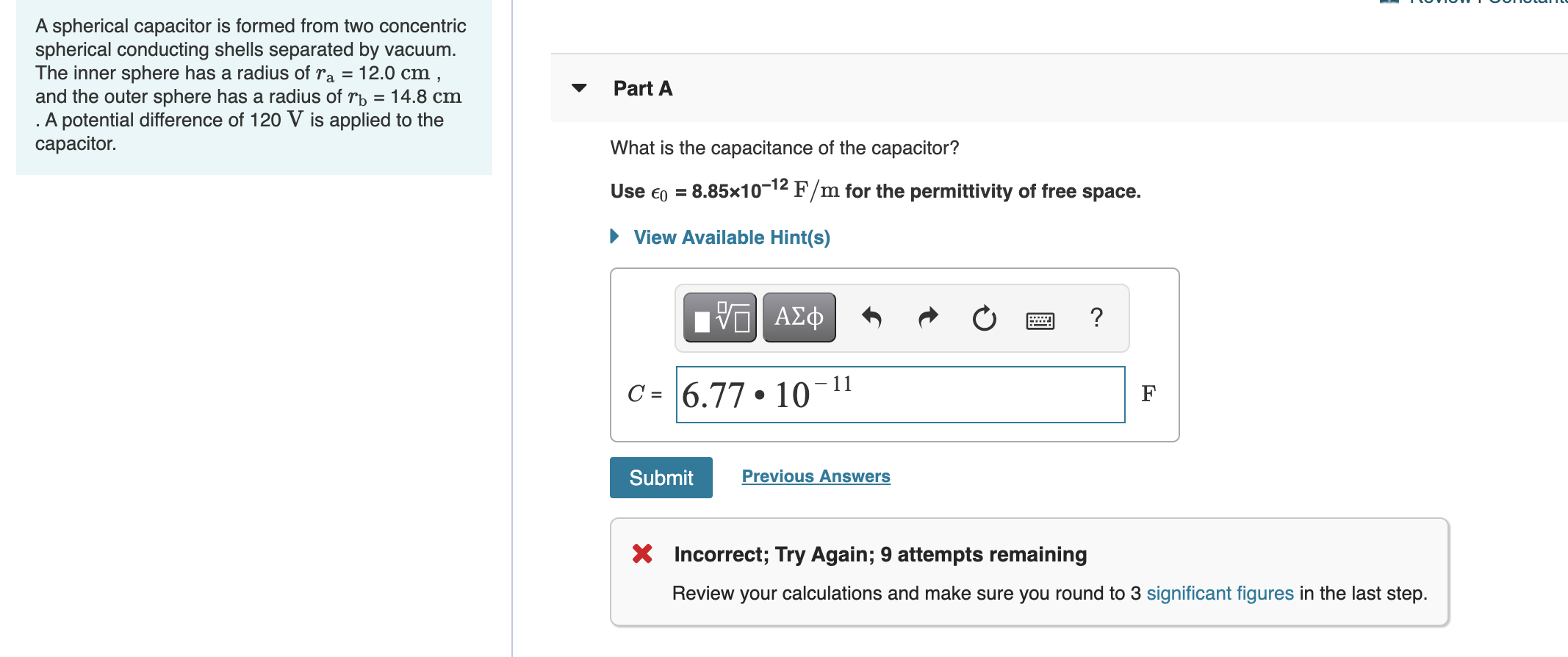 Solved A spherical capacitor is formed from two concentric | Chegg.com