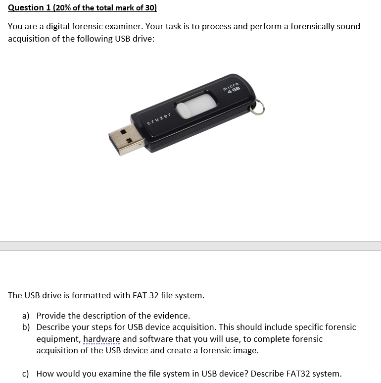 Solved Question 1 (20% of the total mark of 30) You are a | Chegg.com