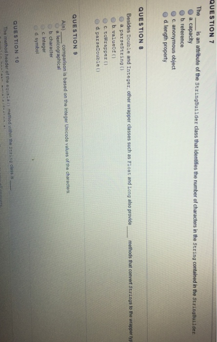 Solved QUESTION The is an attibute of the StringBuiider | Chegg.com