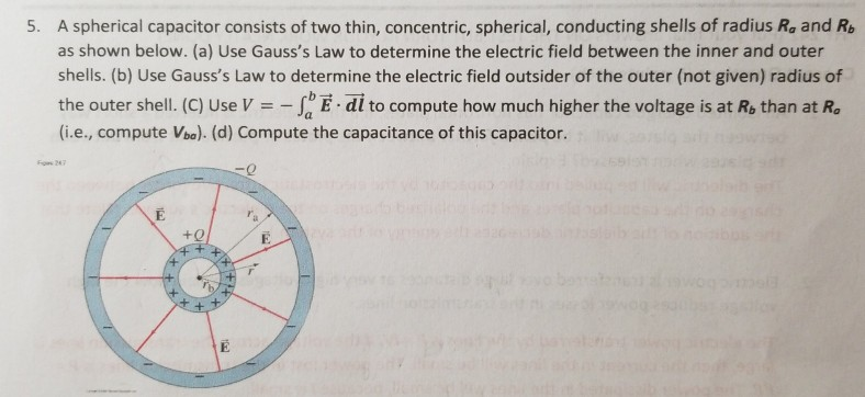Solved 5. A spherical capacitor consists of two thin, | Chegg.com
