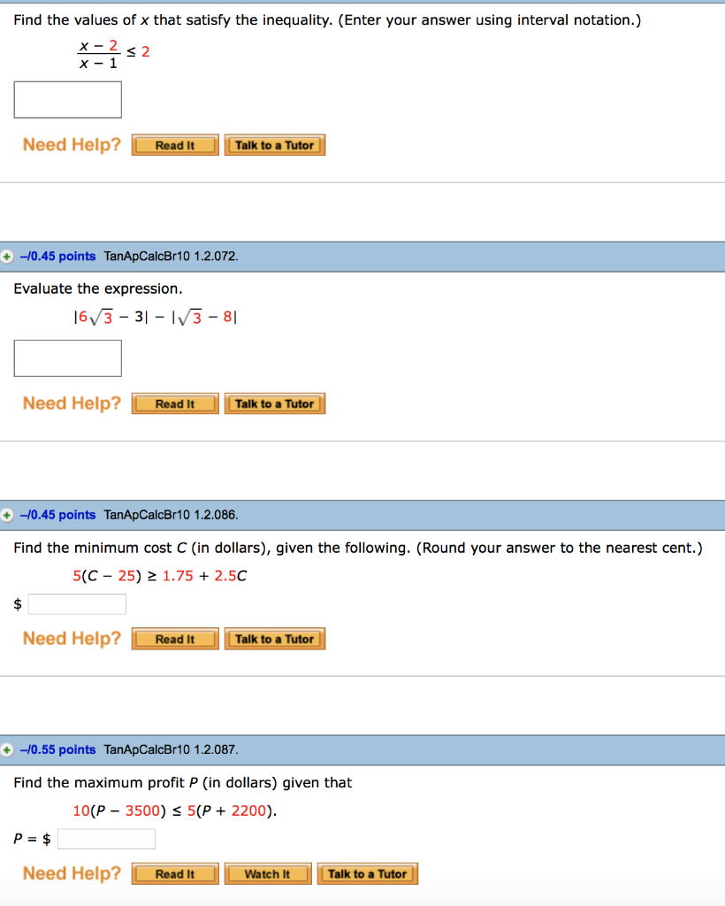 Solved Find the values of x that satisfy the inequality. | Chegg.com
