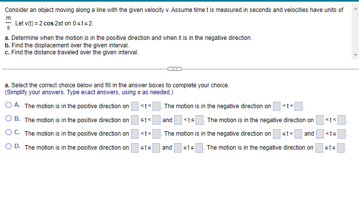 Solved Consider an object moving along a line with the given | Chegg.com