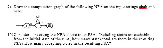 Solved 9) Draw the computation graph of the following NFA on | Chegg.com