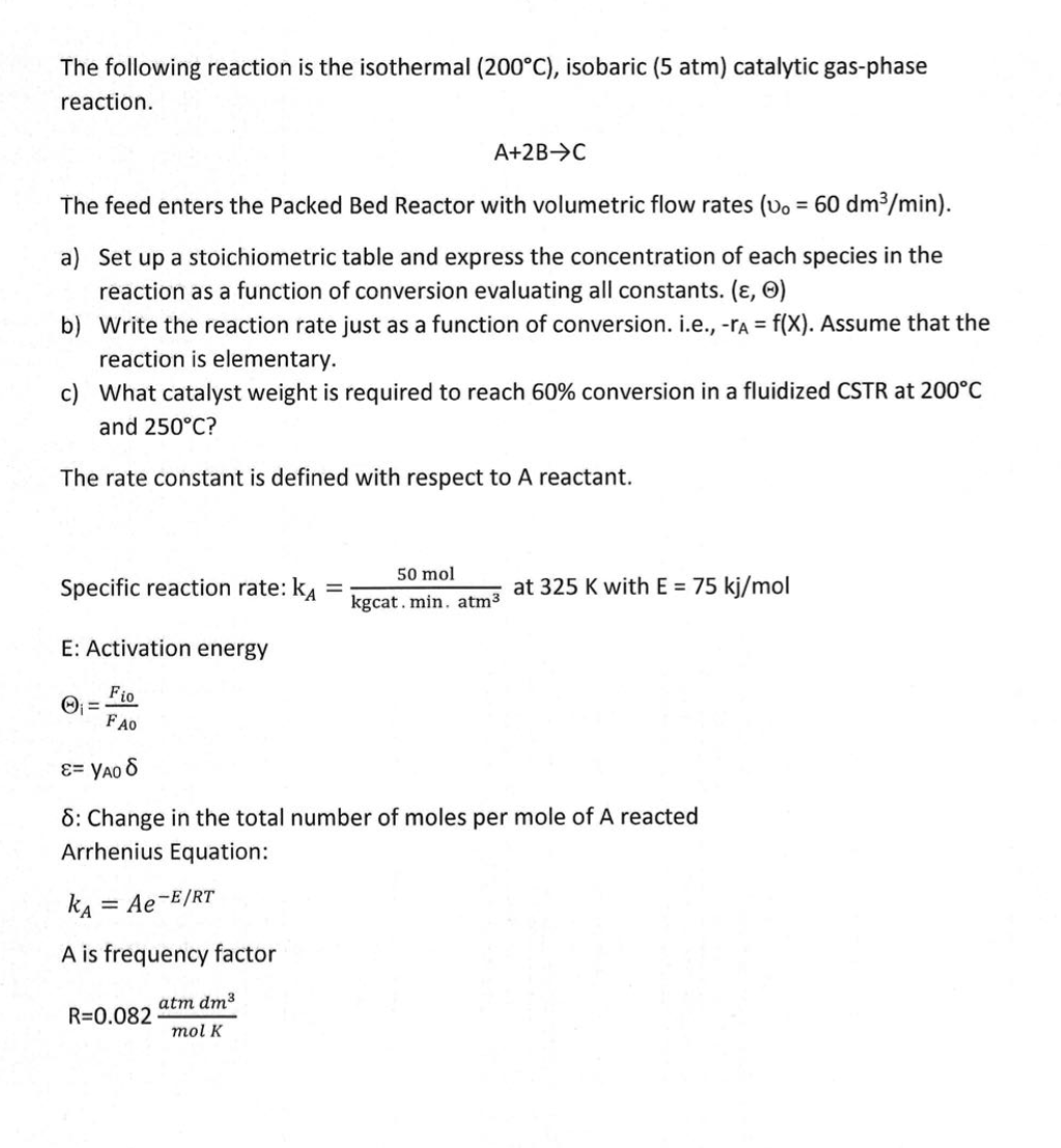 Solved The following reaction is the isothermal (200∘C), | Chegg.com