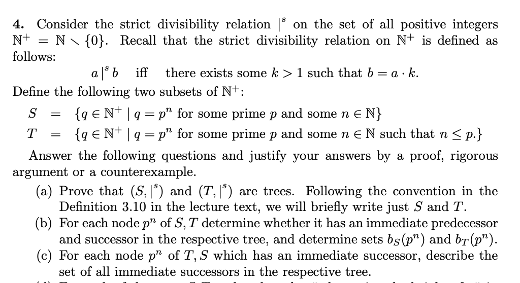 = P = р 4. Consider the strict divisibility relation | Chegg.com