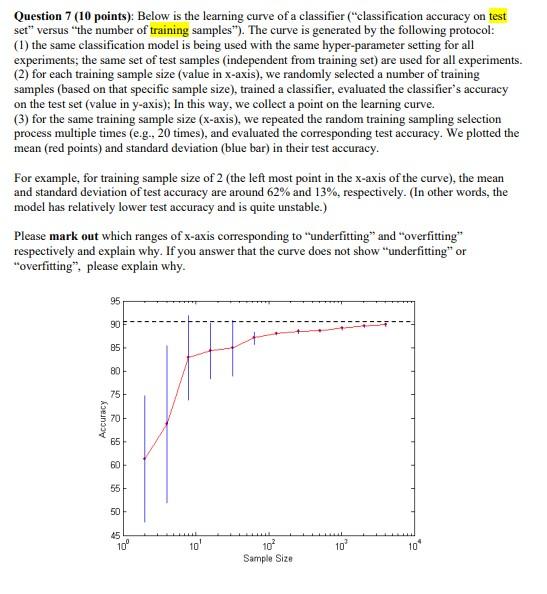 Solved Question 7 (10 points): Below is the learning curve | Chegg.com