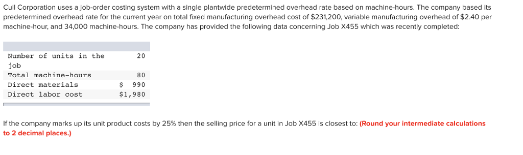 Solved Cull Corporation uses a job-order costing system with | Chegg.com